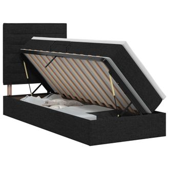 vidaXL Letto Con Contenitore E Materasso Nero 100 X 200 Cm Tessuto Vidaxl
