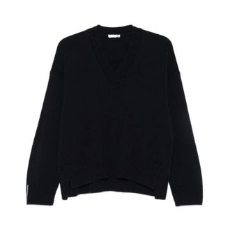 PESERICO Pullover mit V-Ausschnitt und Rippb&uuml;ndchen - - Knitwear - Damen - Blau - M