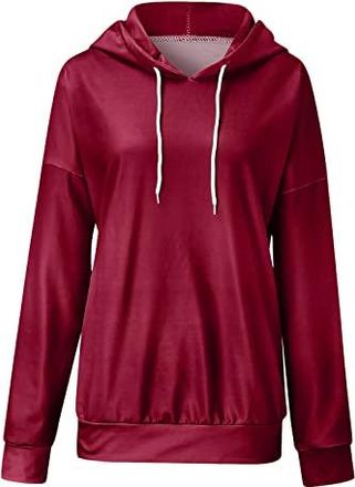 Generic Sweat à capuche léger pour femme - Grande taille - Sweat à capuche surdimensionné pour femme - Vêtements de sport - Veste de sport unie - Pull - Blous
