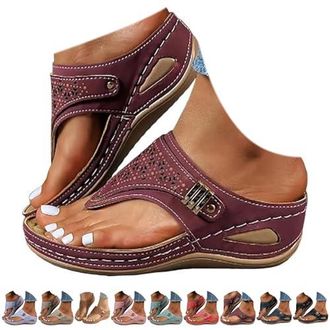 Generic Sandales orthop&eacute;diques compens&eacute;es pour femme - Tongs orthop&eacute;diques l&eacute;g&egrave;res - Soutien de la vo&ucirc;te plantaire - Pantoufles dext&eacute;rieur d&eacute;contract&eacute;es - Cou