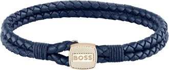 BOSS Jewelry armband für Herren Kollektion SEAL mit Blauem Leder und Edelstahlverschluss in Roségold - 1580668M