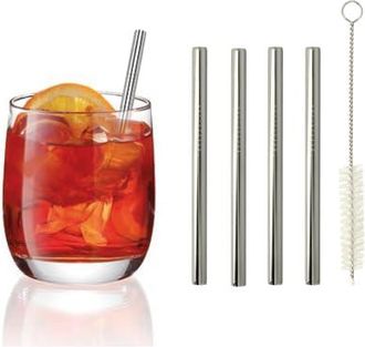 Metaltex Trinkhalme Inox kurz/gerade 4 Stück, 12,5 cm, Edelstahl, wiederverwendbar