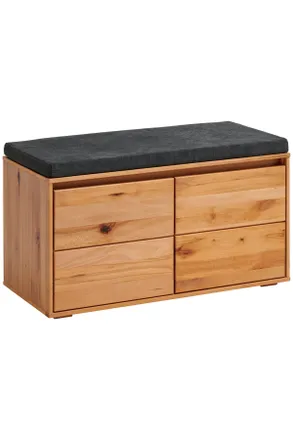 Cantus Garderobenbank Nanto, Kernbuche, Holz, Wildkernbuche, furniert, massiv, 1-Sitzer, F&uuml;llung: Kaltschaum, 85x43x38 cm, Garderobe, Garderobenb&auml;nke, Garder