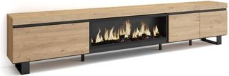 Skraut Home Skraut Home - TV-Schrank, Lowboard, f&uuml;r Wohnzimmer und Esszimmer, 288x57x35 cm, F&uuml;r gro&szlig;formatiges TV, Elektrokamin XXL, Industriedesign, Moderner