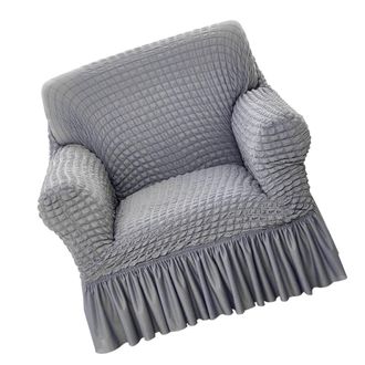 Artibetter DIYEAH Elastischer Relaxsessel Bezug mit Rocksaum Grauer Sofabezug aus Atmungsaktivem Stoff Dehnbarer Schutzbezug f&uuml;r Sessel und Gro&szlig;e St&uuml;hle rutschfe