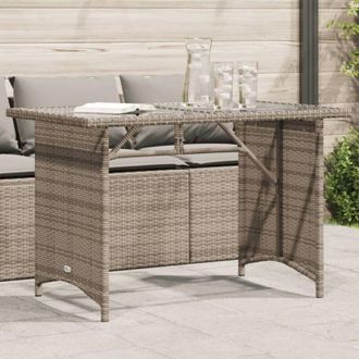 vidaXL Vidaxl - Table de jardin avec dessus en verre gris 110x68x70 cm rotin