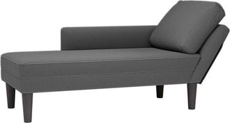 vidaXL Chaise longue avec coussin gris fonc&eacute; tissu en velours c&ocirc;tel&eacute; - Vidaxl