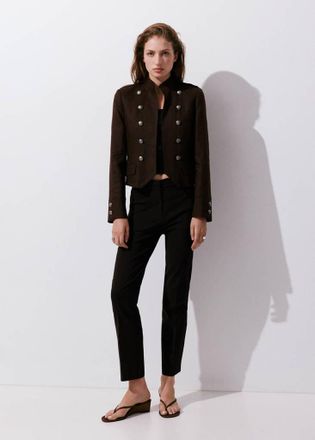 Mango Pantalon droit 7/8 chocolat - Femme - 32 - MANGO