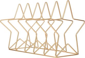 BESTONZON Metallic Stern B&uuml;cherregal Desktop Organizer aus Eisen Sternf&ouml;rmiges Metallregal f&uuml;r Zeitschriften und B&uuml;cher Schreibtisch Deko in Gold