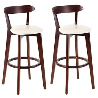 Generic Barhocker-Set (2Er-Set), Tresenh&ouml;he 61/71/81 cm mit R&uuml;ckenlehne, Rustikale Barhocker mit Kunstlederbezug und Holzbeinen f&uuml;r Die K&uuml;cheninsel
