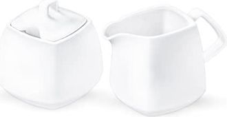 Wilmax England Wilmax - Pot &agrave; lait et sucrier OLIVIA - Intemporel - &Eacute;l&eacute;gant - Couleur universelle - R&eacute;sistant aux rayures - Porcelaine - Ergonomique - Lavable au lav