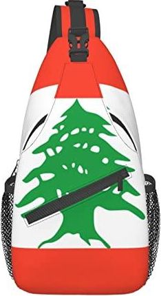 Generic Sac De Poitrine Drapeau Libanais Sac &Agrave; Dos DExt&eacute;rieur Avec Bretelles R&eacute;glables L&eacute;ger Et &Eacute;tanche Sacoche Homme, Pour Office, Sports, Cyclisme