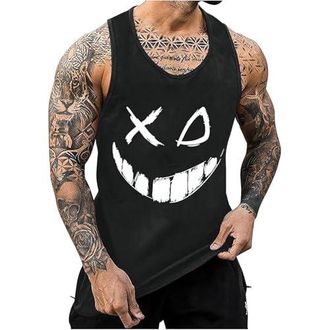 Generico T-shirt sans manches pour homme, haut de sport d&eacute;t&eacute; Streetwear avec imprim&eacute; en coton, t-shirt int&eacute;rieur confortable pour adolescents, v&ecirc;tement dentra&icirc;