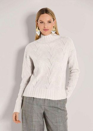 Madeleine Strickpullover Hochwertiger Wollpullover mit Strukturstrick Fantasievoller Strukturstrickpullover mit Stehkragen und Langarm