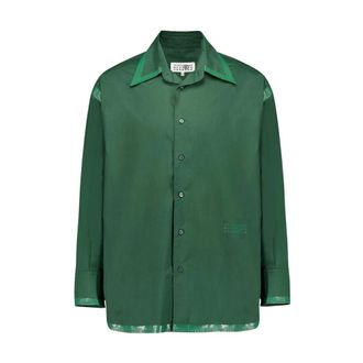 Maison Margiela Poplin Hemdjacke mit beschichtetem Saum - - Shirts - Herren - Gr&uuml;n - S