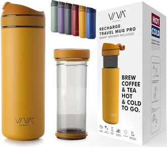 Viva Scandinavia VIVA Scandinavia V82052 Recharge Pro Reisebecher neu Erfunden, Senf, 520ml Kapazität, 23cm Höhe