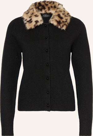 s.Oliver Black Label S.Oliver Black Label Strickjacke Mit Abnehmbarem Kunstfell-Kragen schwarz