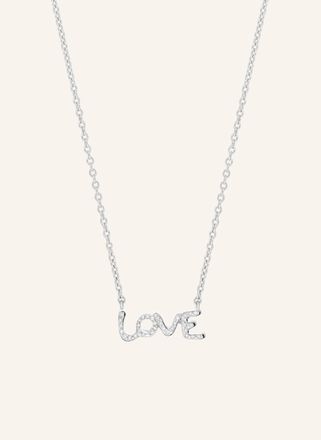 Leaf Halskette Tiny Love Aus 14 Karat Wei&szlig;gold Mit Diamanten silber