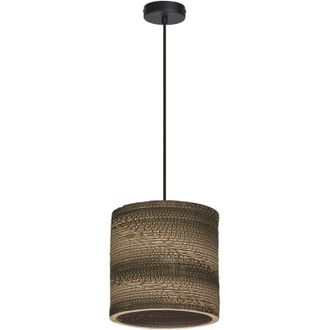 Osram Suspension Decor Cardboard Cylinder marron en carton ondul&eacute;, E27, 250 mm de diam&egrave;tre, abat-jour en mat&eacute;riau recycl&eacute;, durable gr&acirc;ce &agrave; sa source