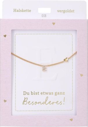 Depesche 13895.8 Halskette mit Buchstabe E und Herz, vergoldet, variabel in der L&auml;nge tragbar (42 cm + 5 cm), als Geschenk oder kleine Aufmerksamkeit