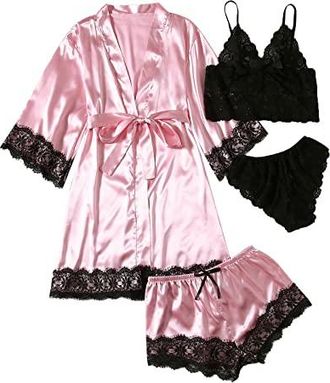 Generic Nuisette Et Peignoir Femme Ensemble, 2/3/4/5 Pièces, Robe Kimono, Robe De Chambre Bride, Chemise Nuit, Robes De Chambre, Chemise, Sexy, Doux, pour Le 