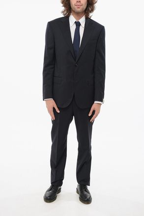 Corneliani Virgin Wool Side Vents Notch Lapel 2-Button Suit Corneliani