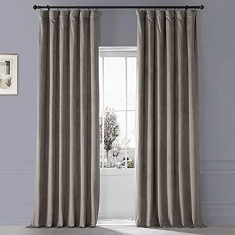 Half Price Drapes VPYC-SBO161209-96 Signature Plush Velvet Hotel Verdunkelungsvorhang (1 Vorhang), 50 x 96 cm, Bibliothek Taupe