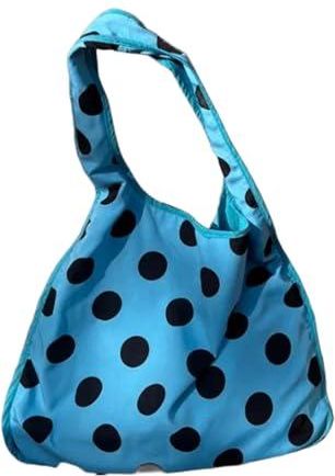 Generic Sac à bandoulière tendance bleu à pois coréen simple sac sous les aisselles sac femme polyvalent grande capacité sacs fourre-tout en toile sac à main