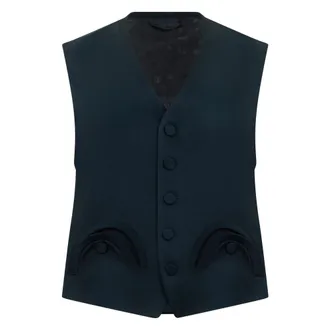 Blaz&eacute; Milano Femme, Vestes, Bleu, Taille: 38 FR Gilet en satin Novalis Feral