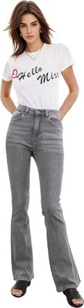 Glamexx24 Female Jeans mit Weitem Bein Damen Schlaghose Hohe Taille Weiter Beinschnitt Jeans Enge Passform