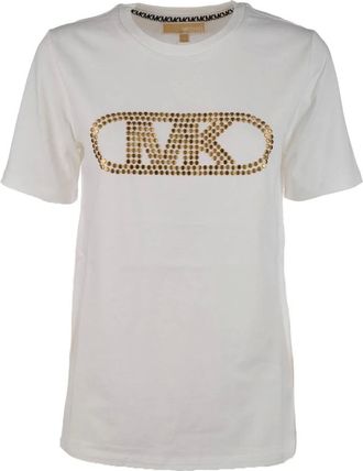 Michael Kors Femme, Tops, Blanc, Taille: 40 FR T-shirt en jersey de coton avec monogramme Empire clout&eacute;