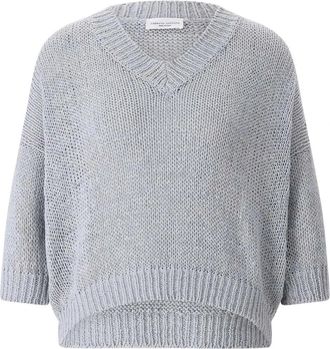 Roberto Collina Femme, Pulls, Gris, Taille: 40 FR Tricot &agrave; col en V