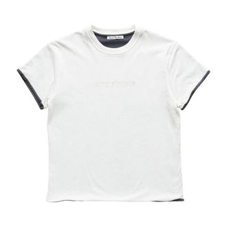 Acne Studios Layered T-shirt mit Logo - - Tops - Damen - Wei&szlig; - M