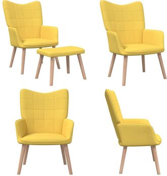 vidaXL Relaxsessel mit Hocker Senfgelb Stoff - Sessel - Relaxsessel - Wohnraumgestaltung - Bequemlichkeit - Polstersitz - Home & Living