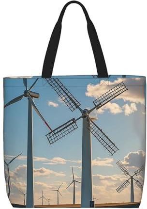 Generic Moulins &Agrave; Vent Sac A Main Femmes R&eacute;utilisable Sacs Pliable Sac &Agrave; Bandouli&egrave;re Pour Plage Quotidienne Gym