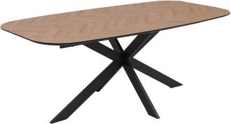 Hhg Esszimmertisch HHG-180, Tisch Esstisch, MDF Metall 200x100cm helle Eiche-Optik