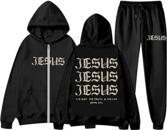 Generico Ensemble de surv&ecirc;tement 2 pi&egrave;ces pour femme avec sweat &agrave; capuche et pantalon de sport pour voyage, v&ecirc;tement confortable avec fermeture &eacute;clair, Noir, X