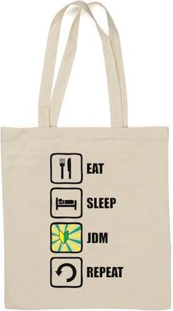 Generic Eat Sleep JDM Repeat Sun Sac fourre-tout en coton naturel Blanc