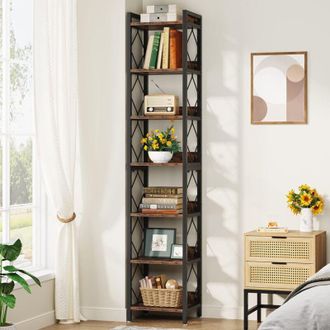 Tribesigns Tribesigns Eckregal mit 7 Ebenen, 200cm hohes B&uuml;cherregal Lagerregal Regal f&uuml;r kleine R&auml;ume Standregal, multifunktionaler Eck-Organizer f&uuml;r Zuhause