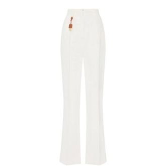 Elisabetta Franchi Femme, Pantalons, Blanc, Taille: 42 FR Pantalon blanc chic pour femmes