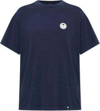 Palm Angels T-shirt en coton avec logo brod&eacute; - Homme - Tops - Bleu - Taille: 2XL