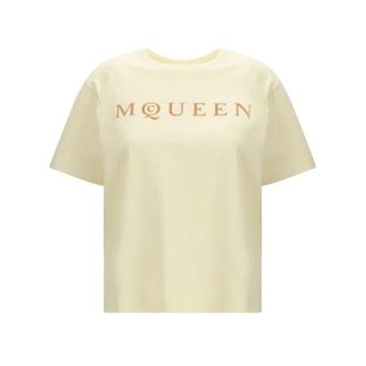 Alexander McQueen Bicolor Baumwoll-T-Shirt - - Tops - Damen - Beige - XS