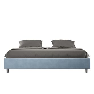 ITYhome Letto Matrimoniale King Size Rivestito In Microfibra - Azelia - Colore: Azzurro - Tipologia Letto: Con Rete - Dimensione Rete: 200x200