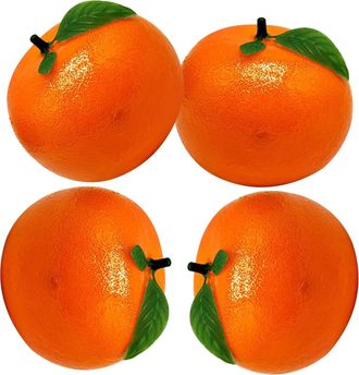 BESPORTBLE K&uuml;nstliche Mandarinen Dekoration 4 St&uuml;ck Lebensechte Orangenmodelle aus Schaumstoff mit Bl&auml;ttern Leichte Fruchtmodelle f&uuml;r Wohnraum und Restaurantdeko