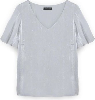 Fiorella Rubino Femme, Blouses et Chemises, Gris, Taille: 52 FR Blouse Textur&eacute;e M&eacute;tallis&eacute;e avec Motifs Lumineux
