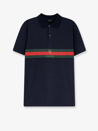Gucci Cotton polo shirt with Web print on the front - GUCCI - gender_Man