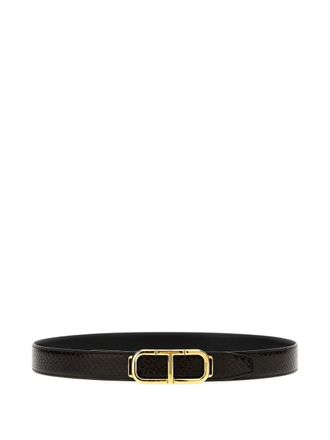 Tom Ford ceinture à boucle logo T - Marron