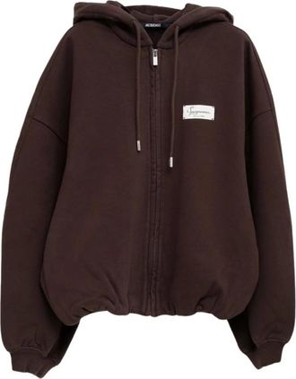 Jacquemus Femme, Sweatshirts et sweats &agrave; capuche, Brun, Taille: 42 FR Zip-throughs