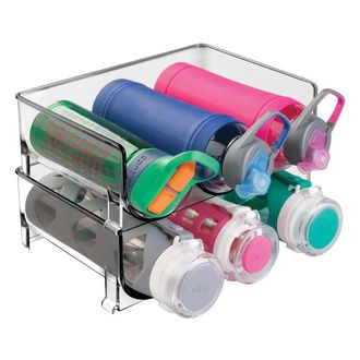 mDesign Flaschenhalter (2 Stück) - Flaschenhalter aus BPA-freiem Kunststoff für bis zu 3 Flaschen Wasser oder Wein - praktisches Flaschenregal im stapelbaren 