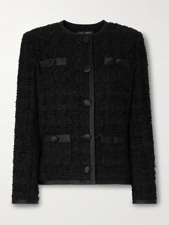 Dolce & Gabbana Jacke Aus Tweed Mit Satinbesätzen - Schwarz